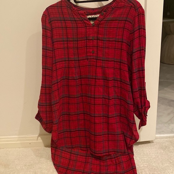 Anthropologie | Tops | Anthropologie Red Plaid Tunictop | Poshmark